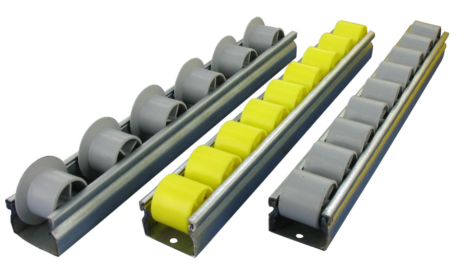 Röllchenleiste mit Spurkranz KRN Serie, Ø28x25mm, Stahlblech, gelb / grau, 8 KG Tragfähigkeit ...